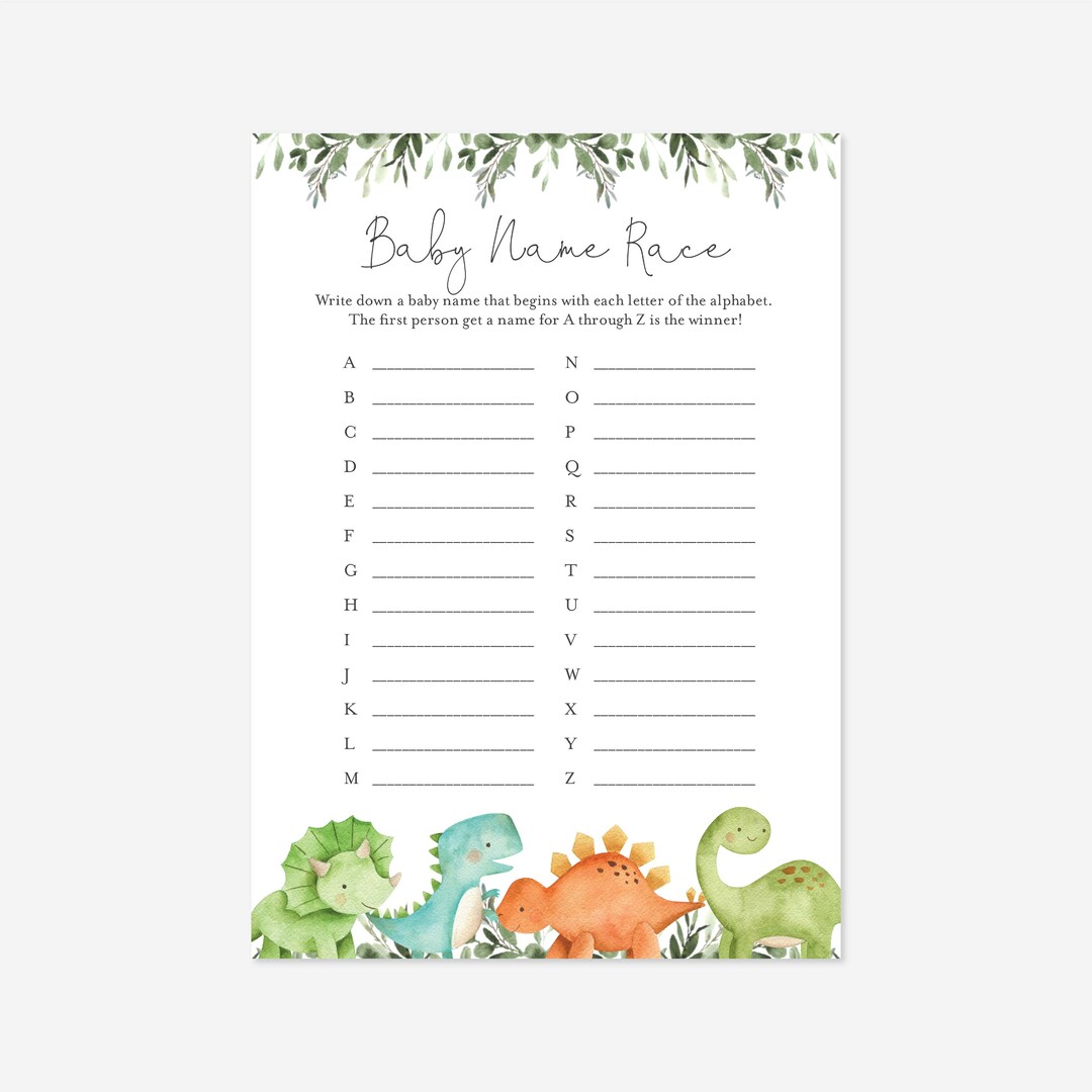Dinosaur Baby Shower Name Race Game Dinosaur Name Race Game - Etsy
