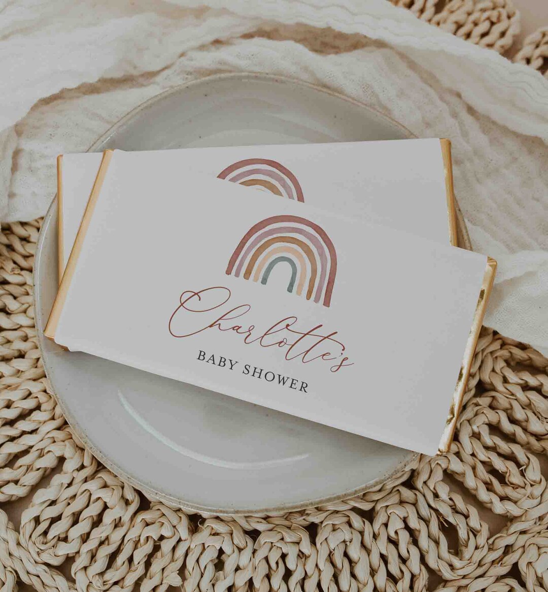 Rainbow Baby Shower Chocolate Bar Wrapper, Boho Rainbow Chocolate Bar ...