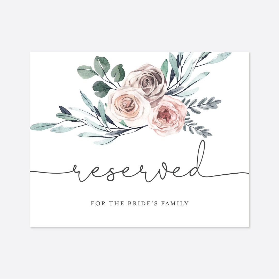 Boho Rose Wedding Reserved Sign, Dusty Rose Wedding Reserved Sign ...
