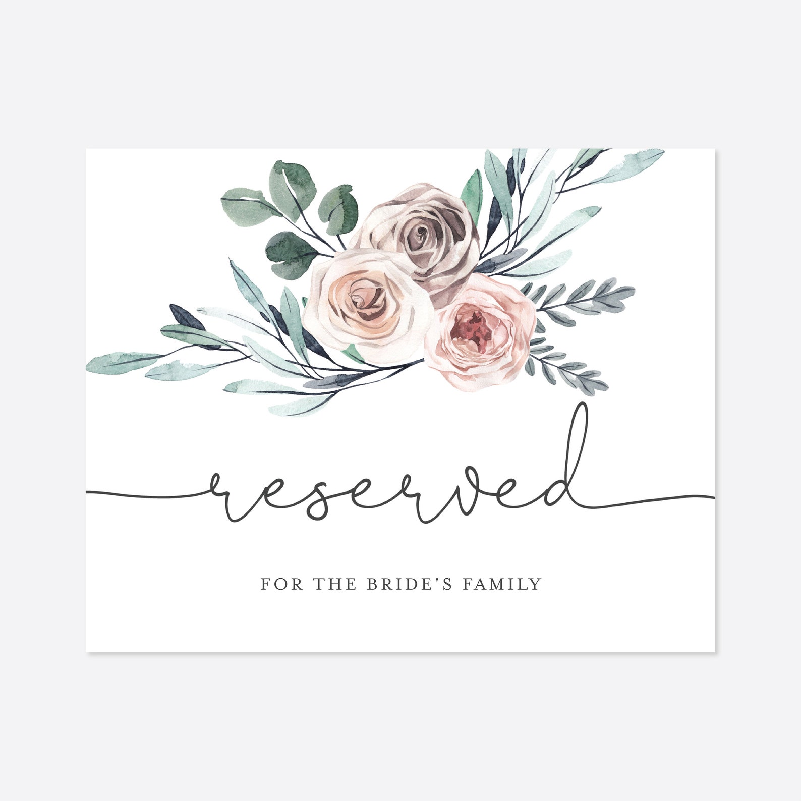 Boho Rose Wedding Reserved Sign, Dusty Rose Wedding Reserved Sign ...