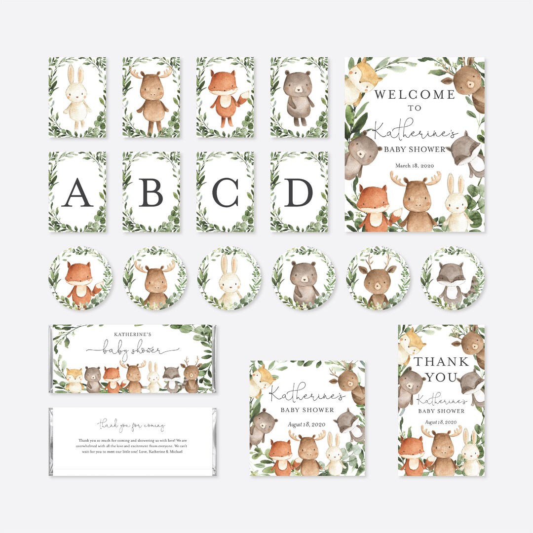 Woodland Baby Shower Decoration Bundle, Woodland Baby Shower Package ...