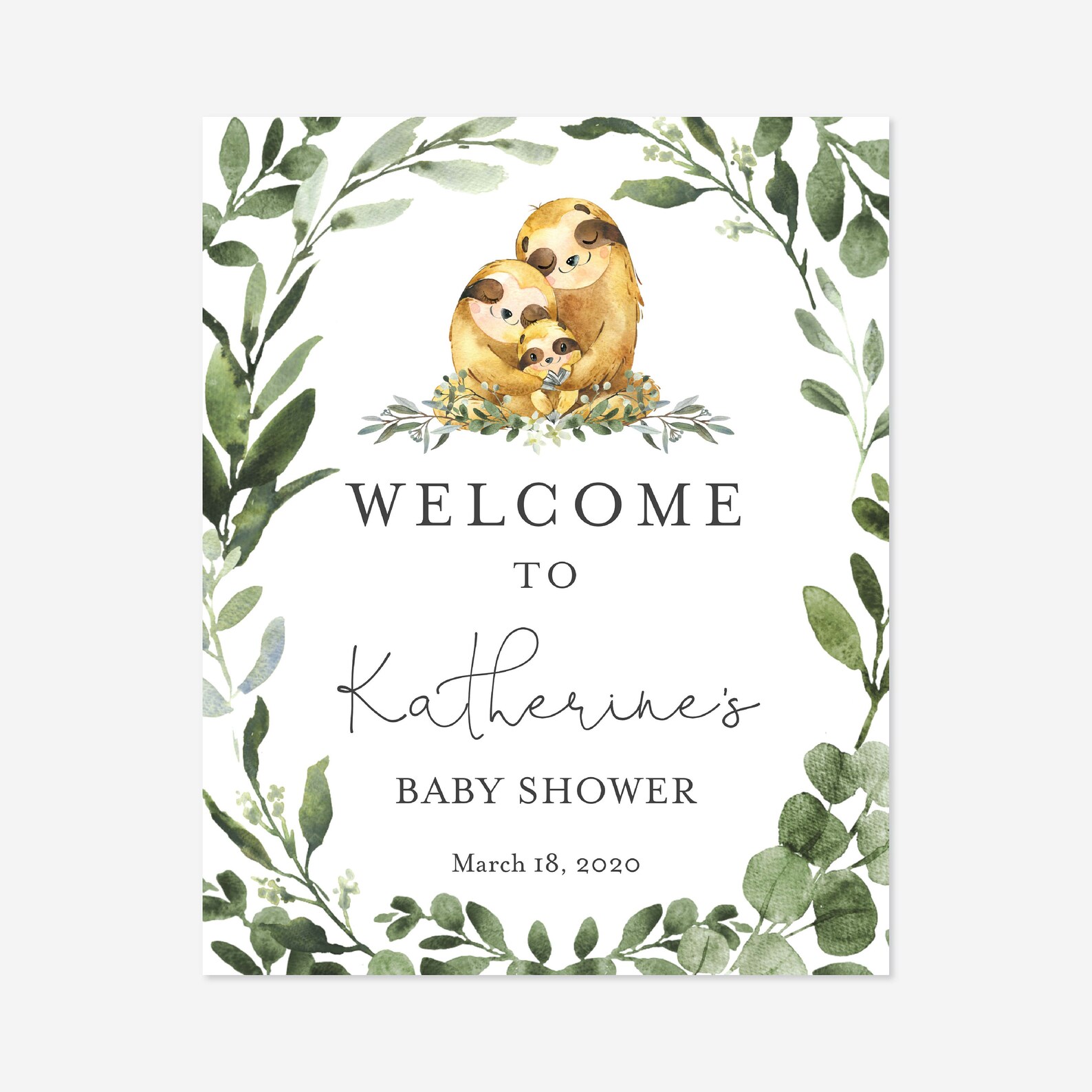 Sloth Baby Shower Welcome Sign Sloth Welcome Sign Sloth Baby - Etsy
