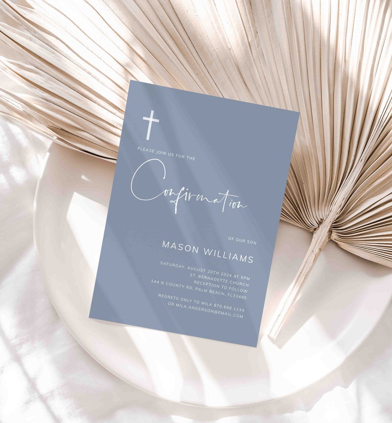 Modern Confirmation Invitation, Minimal Confirmation Invitation ...