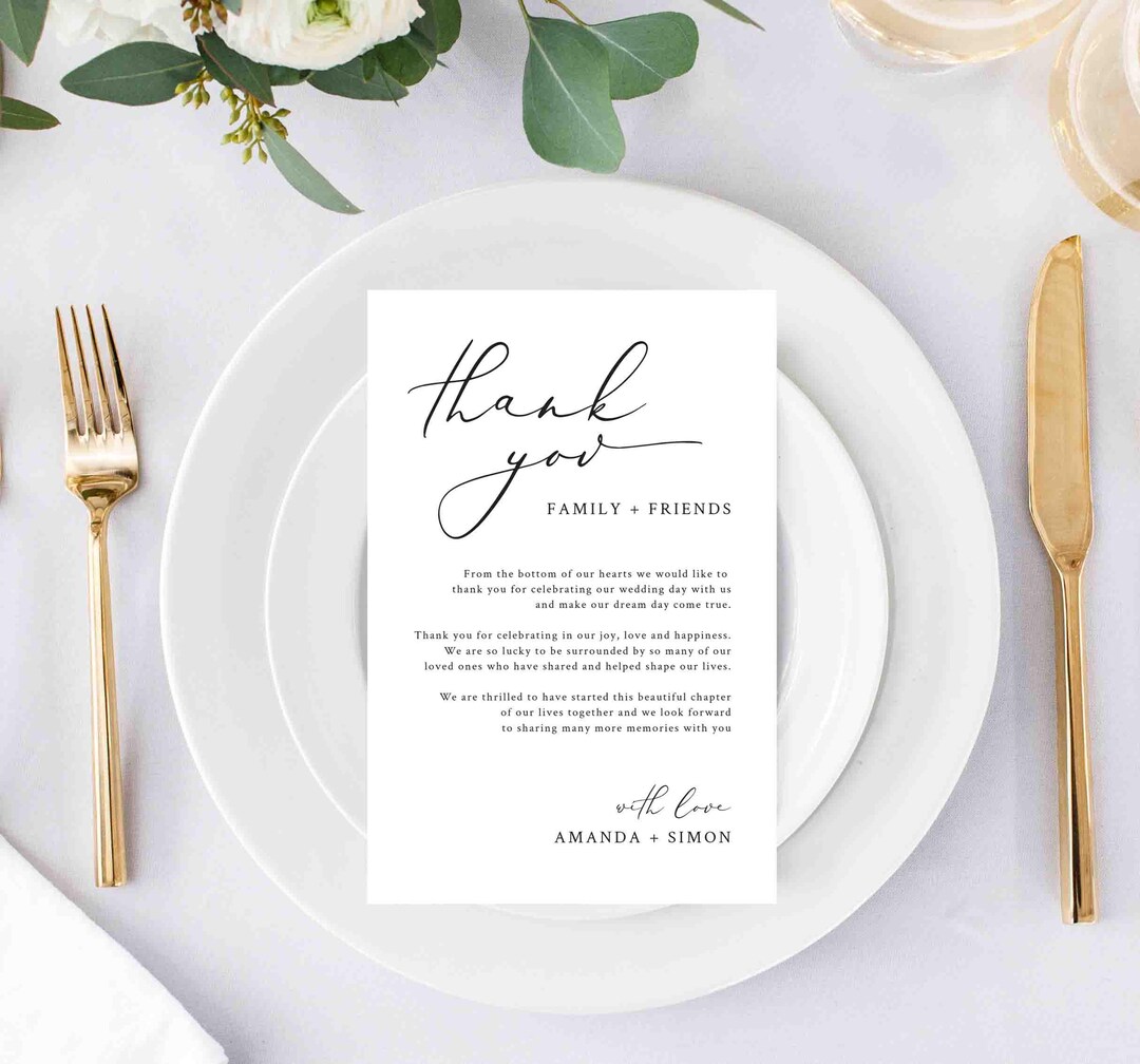 Modern Wedding Thank You Note, Minimalist Thank You Note, Elegant ...