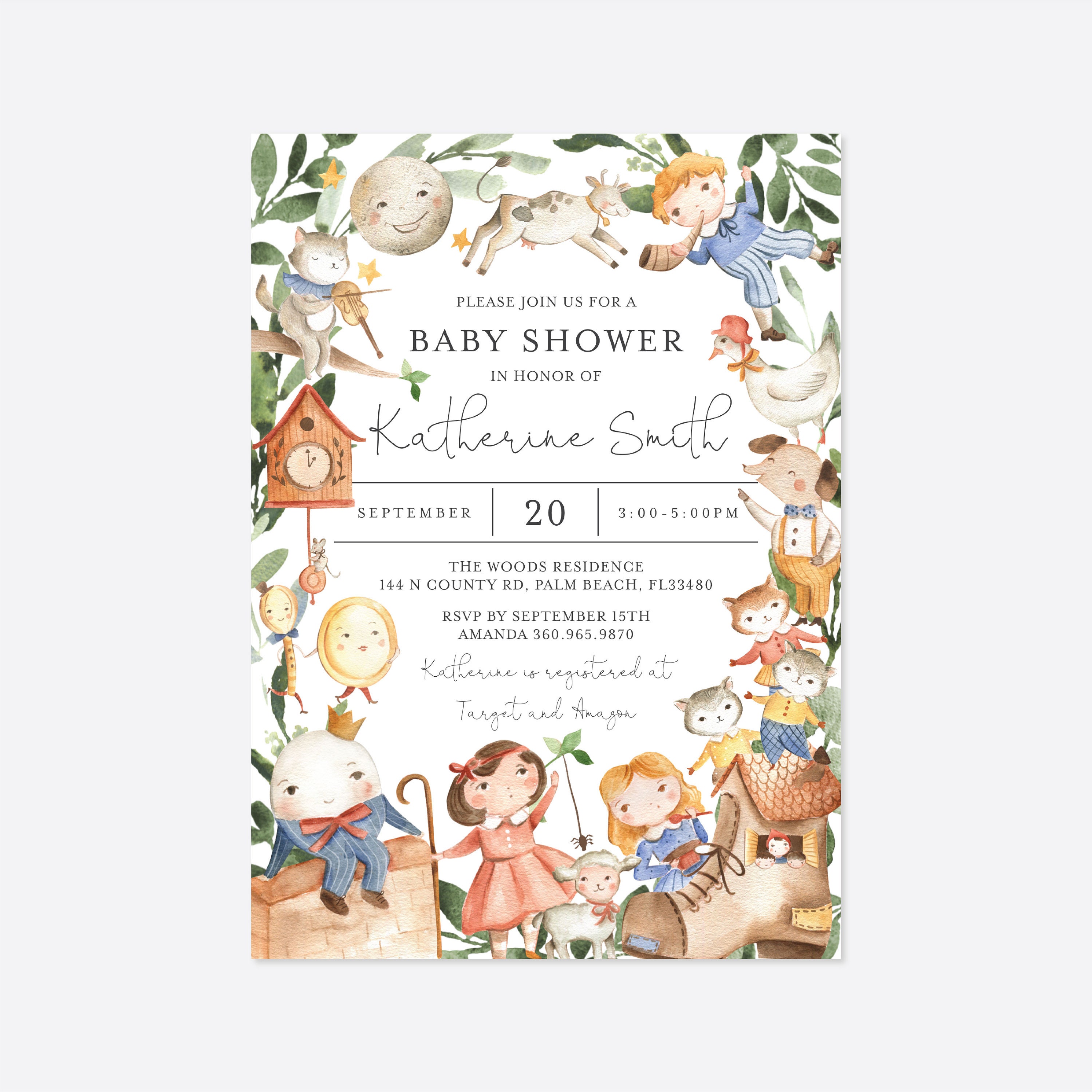 Nursery Rhyme Baby Shower Invitation Nursery Rhyme Baby - Etsy