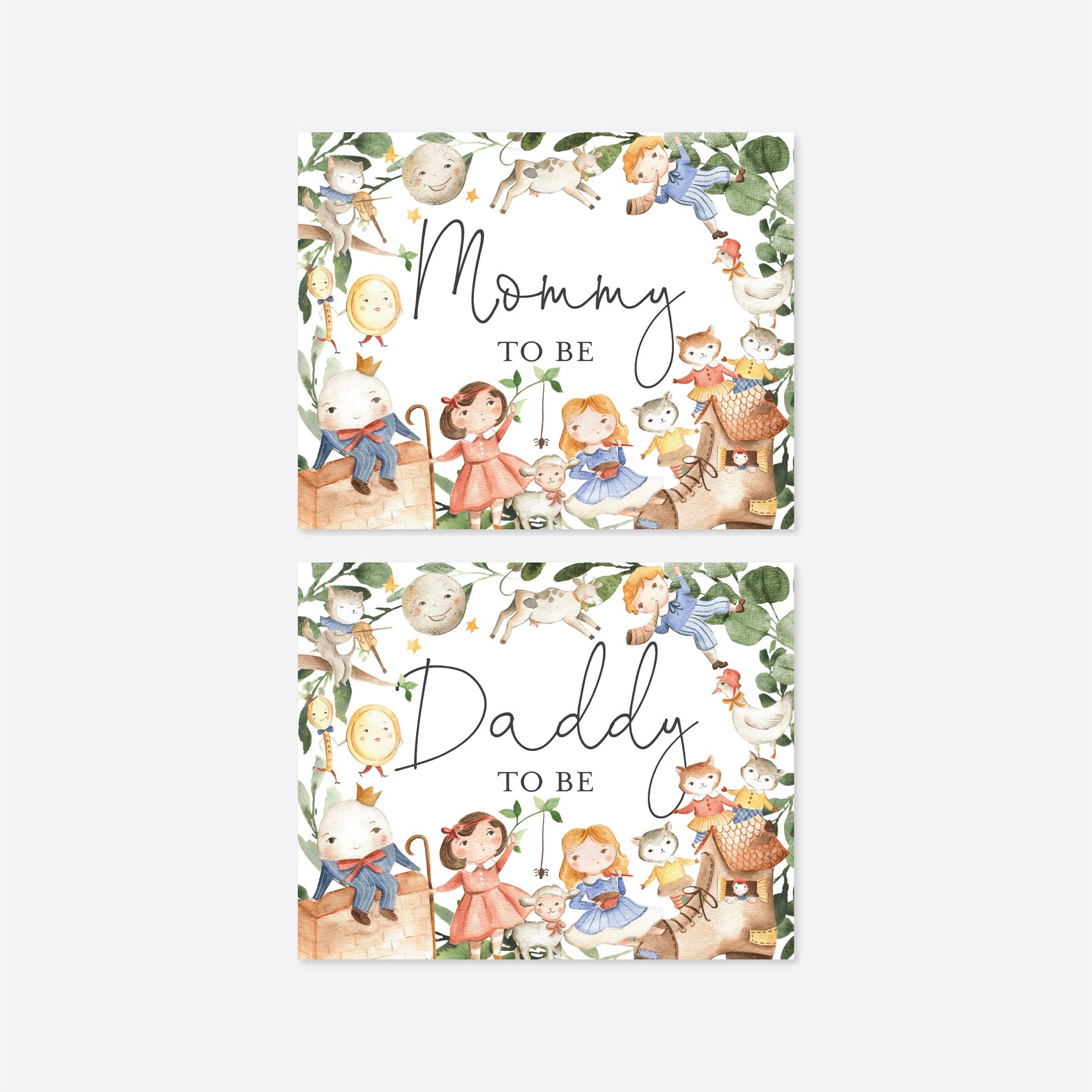 Nursery Rhyme Baby Shower Mommy and Daddy to Be Chair Sign, Nursery ...