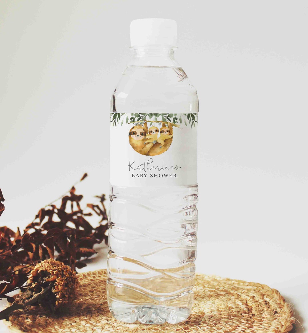 Twin Sloth Baby Shower Water Bottle Label, Sloth Water Bottle Label, Sloth Printables, Sloth ...