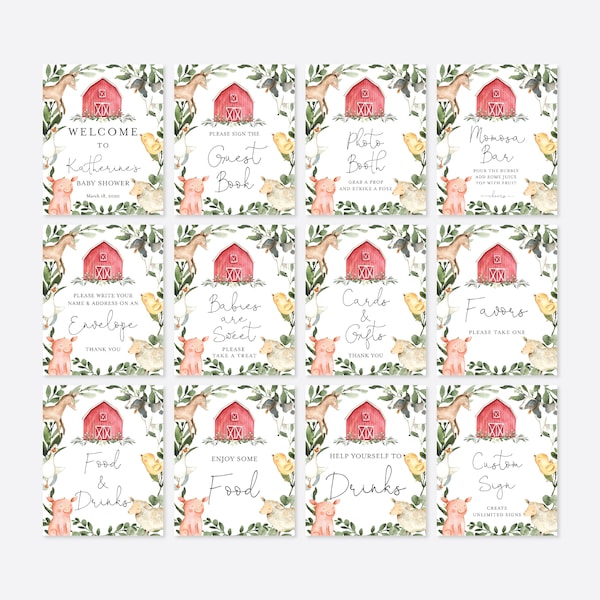 Baby Farm Animals Table Signs - Etsy