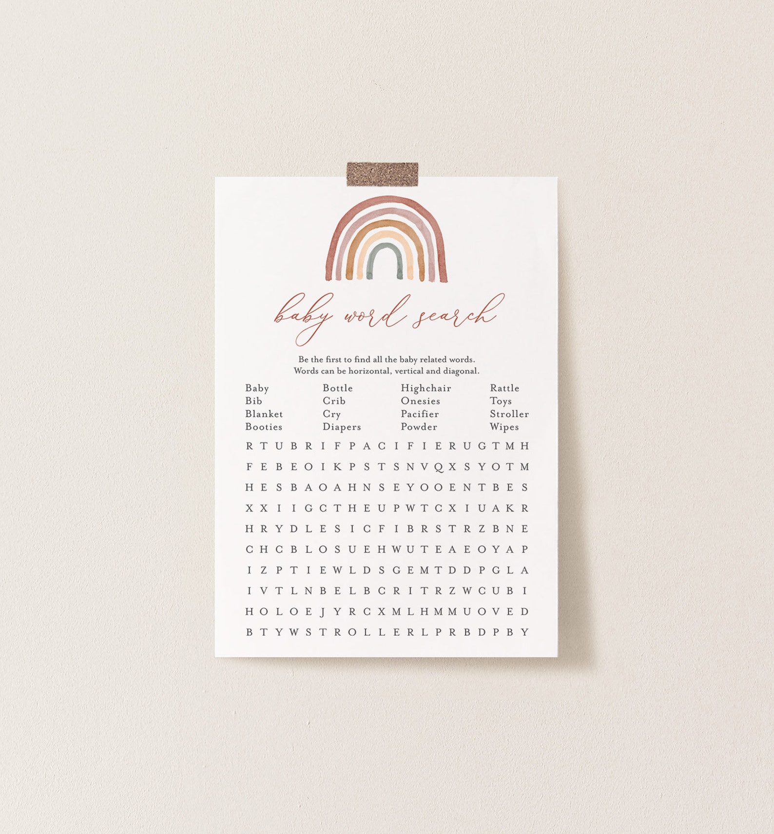 Rainbow Baby Shower Word Scramble Game, Boho Rainbow Word Scramble Game ...