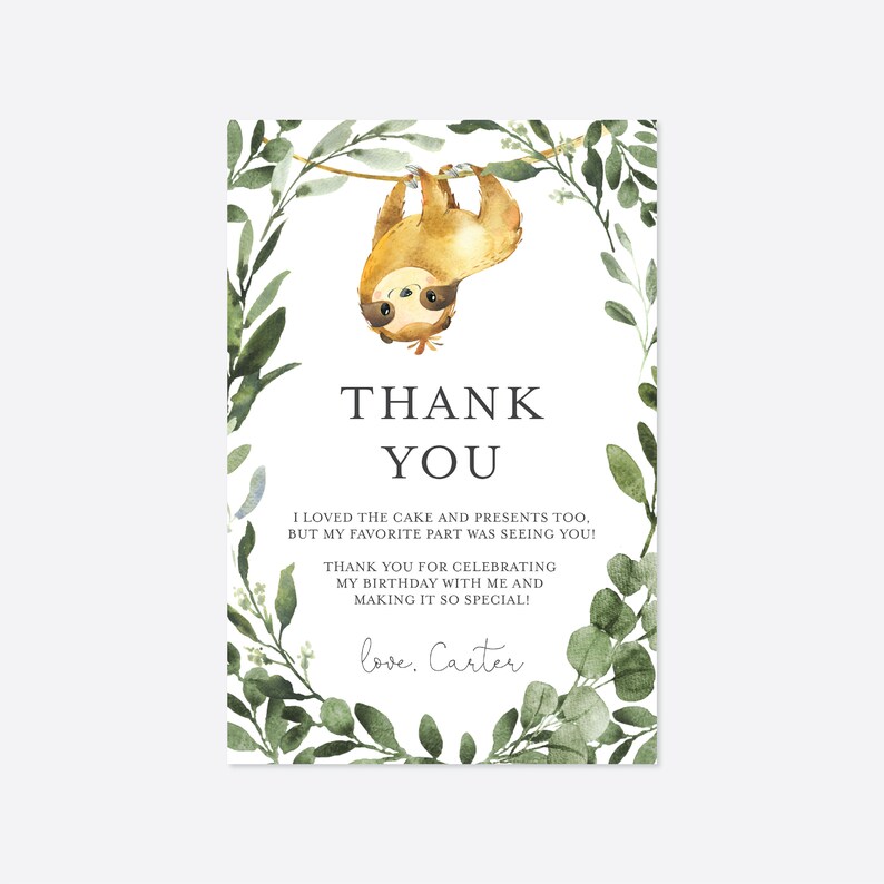 Sloth Birthday Thank You Note Sloth Thank You Note Sloth | Etsy
