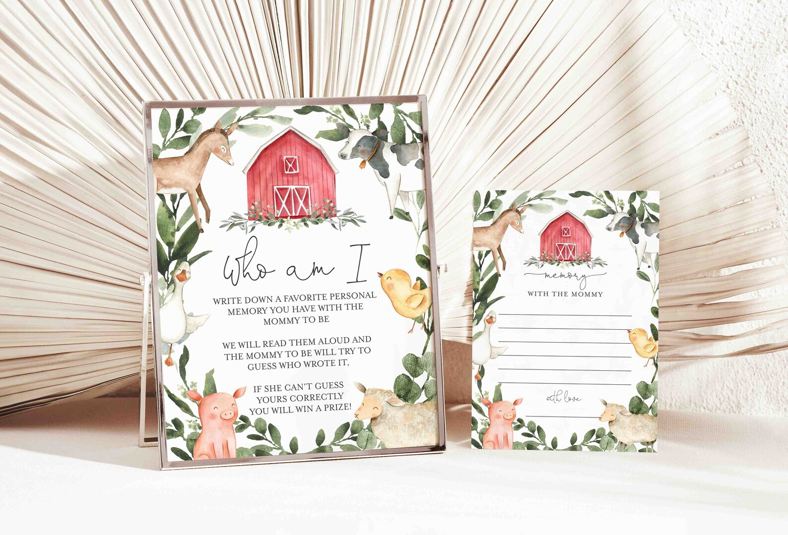 Farm Baby Shower Who Am I Game, Farm Who Am I Game, Farm Animal Who Am ...