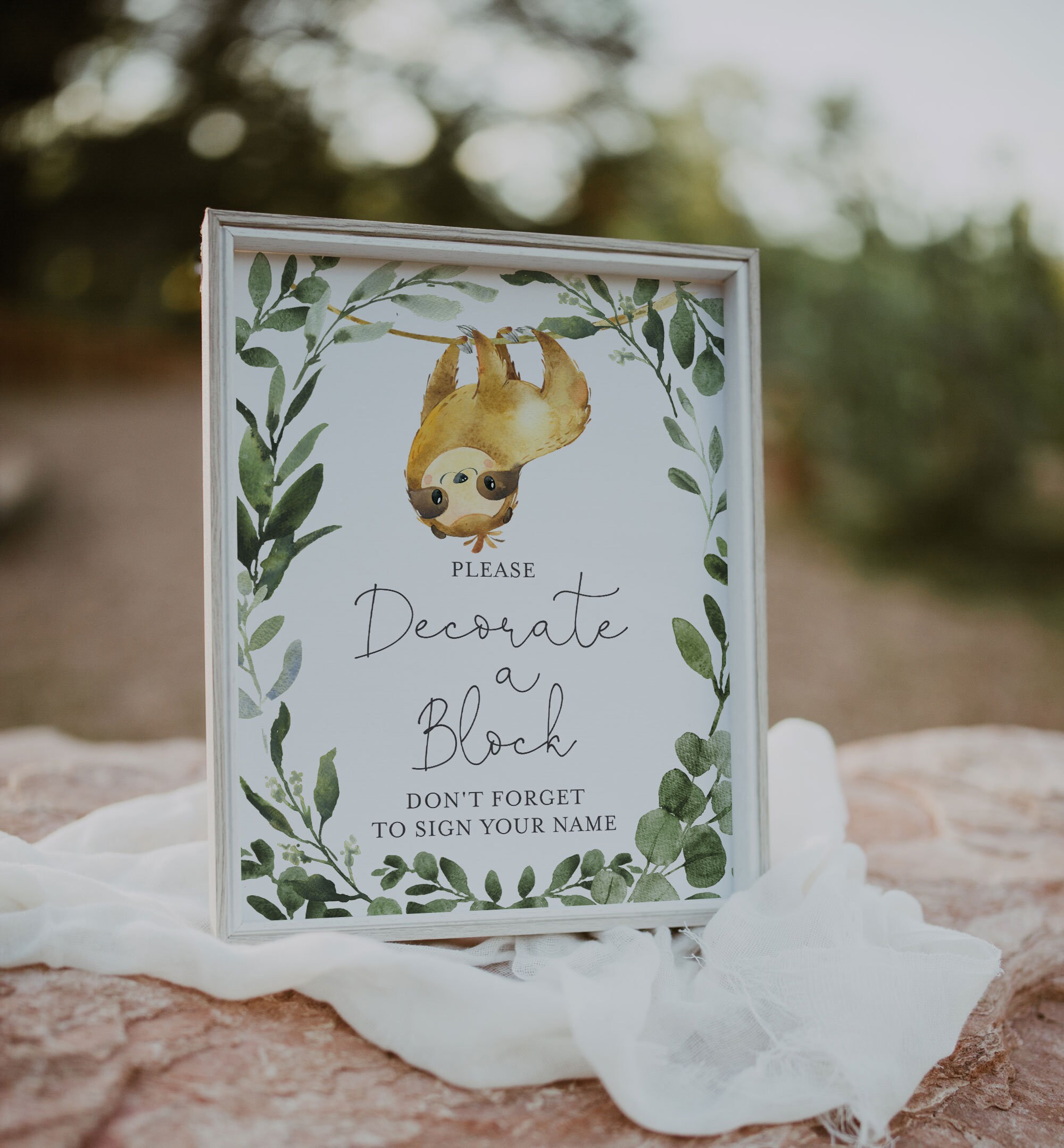 Sloth Baby Shower Decorate A Block Sign, Sloth Decorate A Block Sign ...