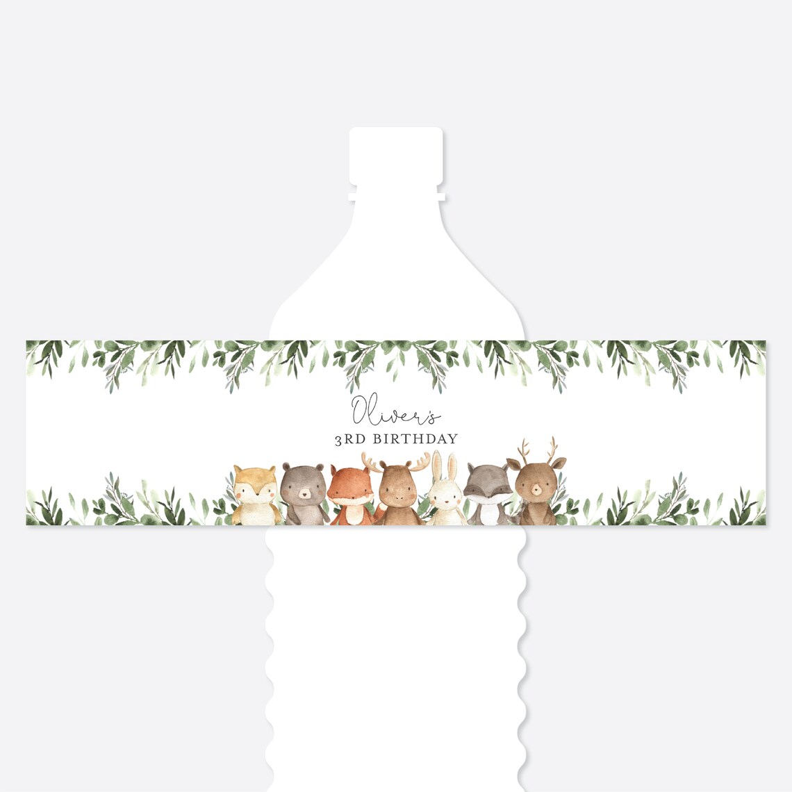 Woodland Birthday Water Bottle Label Woodland Animals Water - Etsy