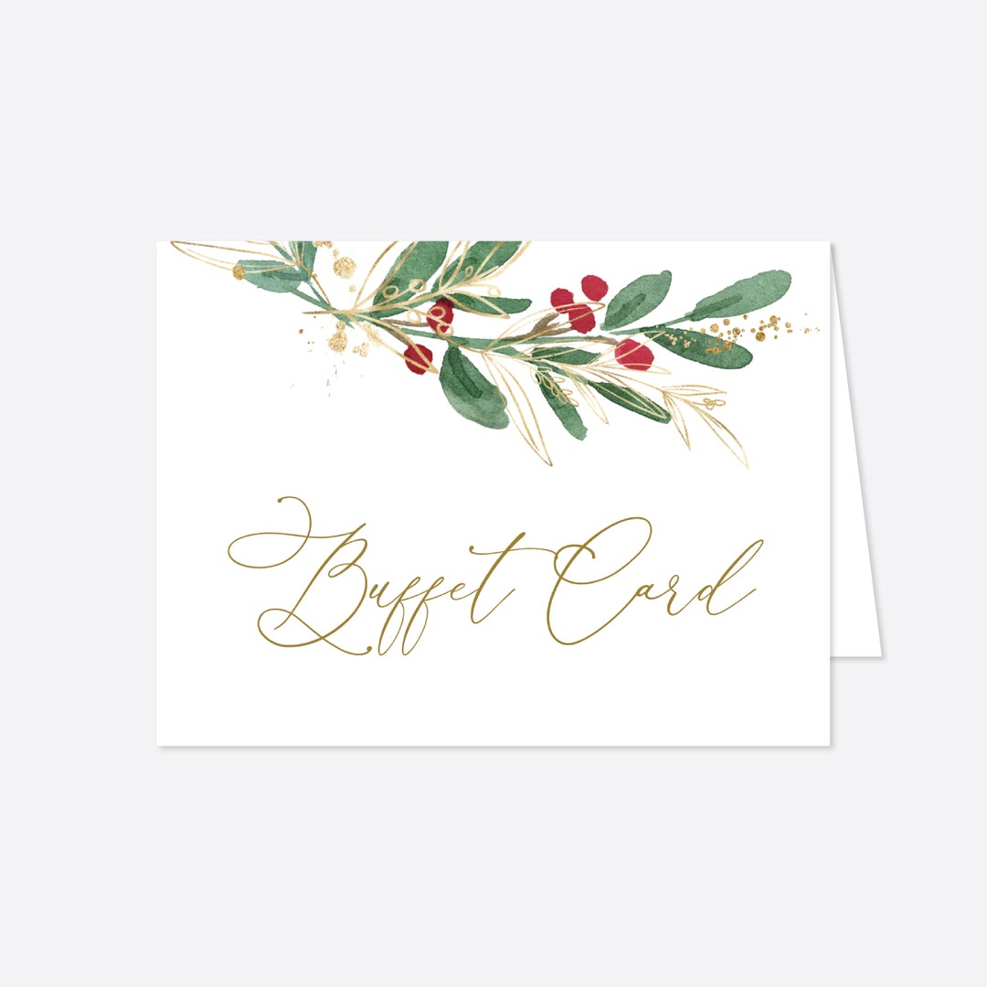 Christmas Wedding Buffet Card, Christmas Wedding Food Label, Winter ...