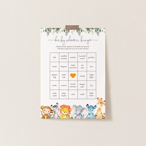 Jungle Baby Shower Bingo Game, Safari Bingo Game, Jungle Bingo Game ...