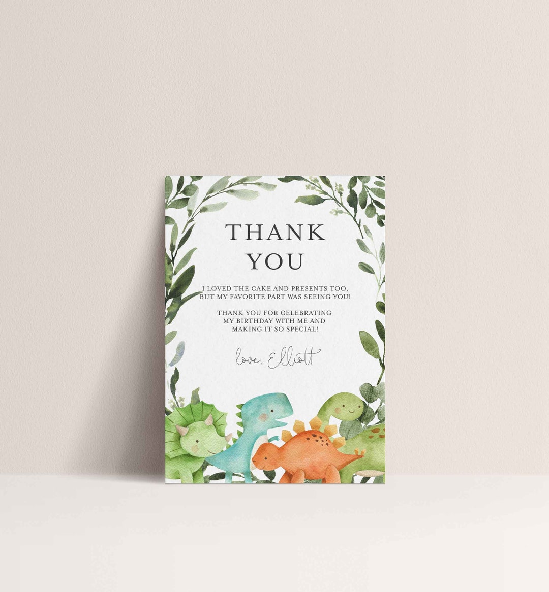 Dinosaur Birthday Thank You Note, Dinosaur Thank You Note, Dinosaur ...