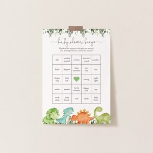 Dinosaur Baby Shower Bingo Game, Dinosaur Bingo Game, Dinosaur Baby ...
