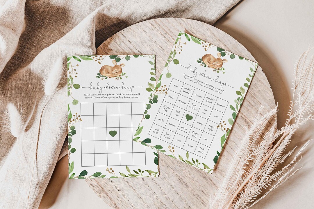 Deer Baby Shower Bingo Game, Little Deer Baby Shower Bingo Game, Deer ...