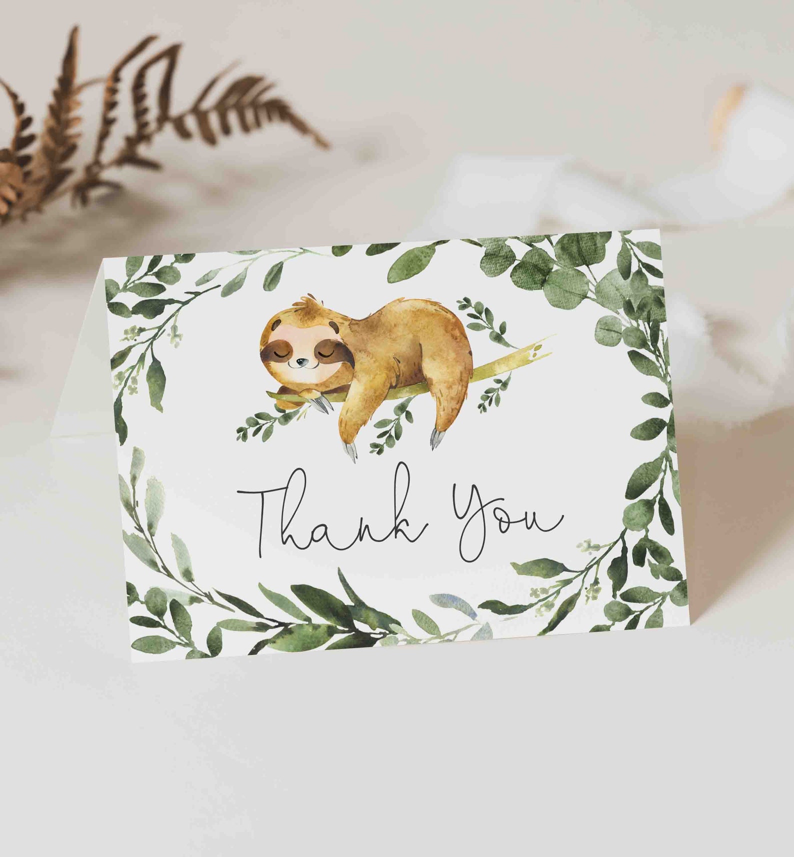 Sloth Baby Shower Thank You Card, Sloth Thank You Card, Sloth Baby ...