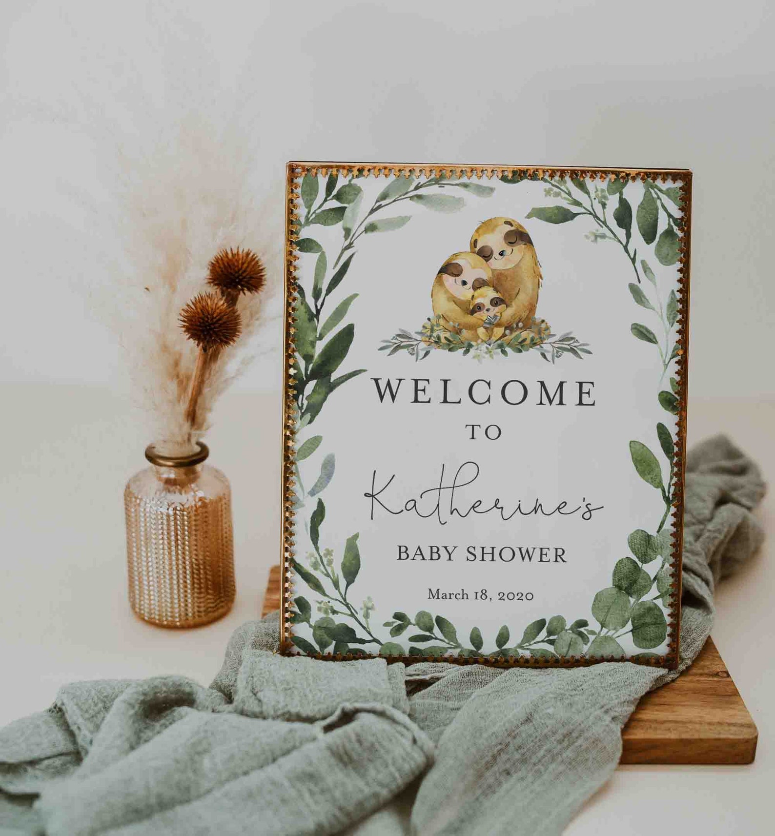 Sloth Baby Shower Welcome Sign, Sloth Welcome Sign, Sloth Baby Shower ...