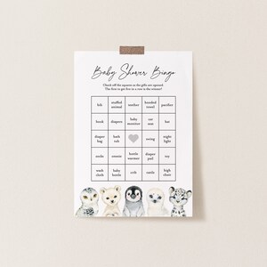 Winter Baby Shower Bingo Game, Winter Animals Bingo Game, Arctic Bingo ...
