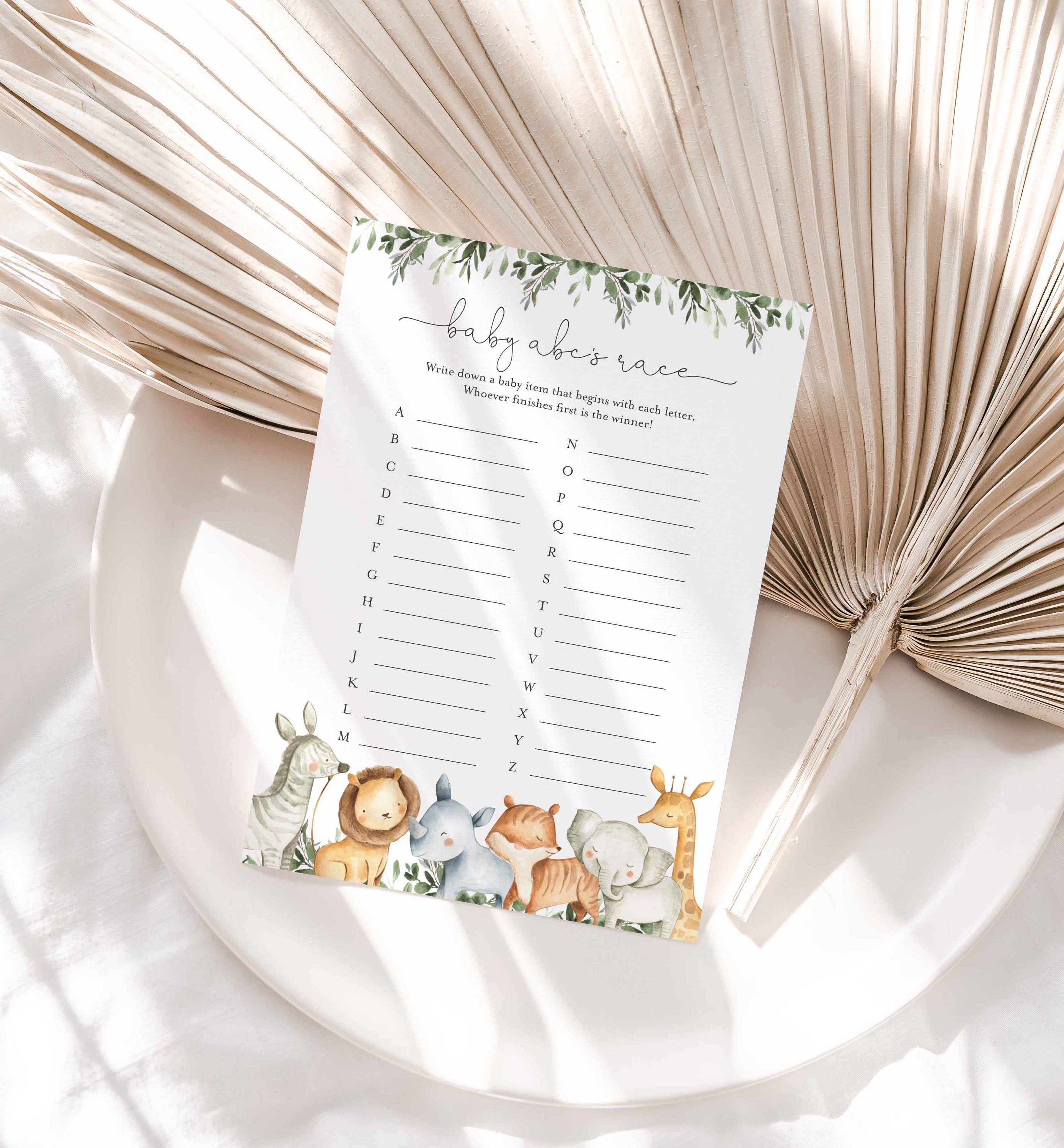 Safari Baby Shower ABC Game, Safari ABC Race Game, Safari Alphabet Baby ...
