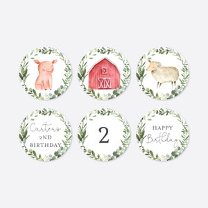 Farm Birthday Cupcake Toppers and Cupcake Wrappers, Farm Cupcake ...