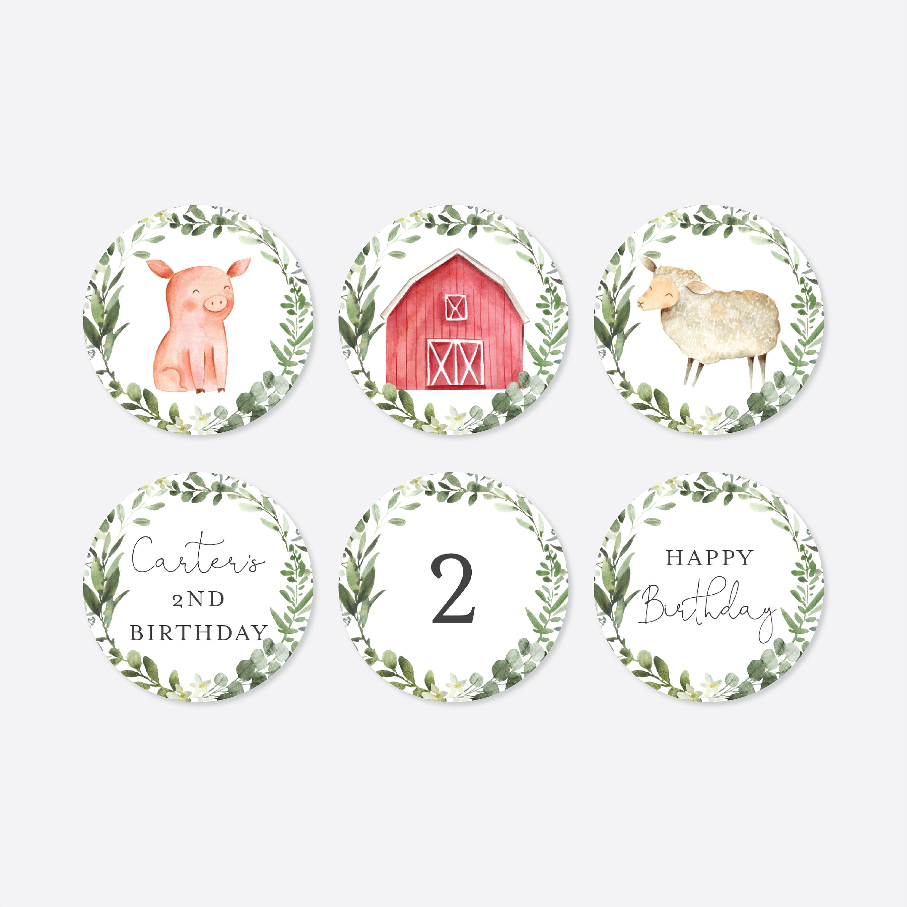 Farm Birthday Cupcake Toppers and Cupcake Wrappers, Farm Cupcake ...