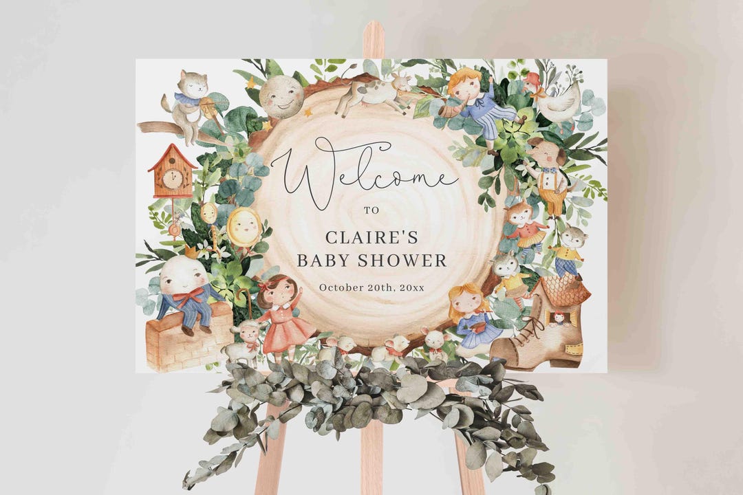 Nursery Rhyme Baby Shower Welcome Sign, Nursery Rhyme Welcome Sign ...