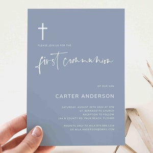 Modern First Communion Invitation, Minimal First Communion Invitation ...