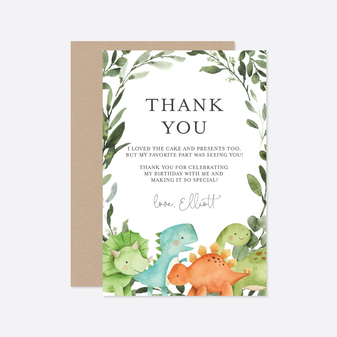 Dinosaur Birthday Thank You Note, Dinosaur Thank You Note, Dinosaur ...