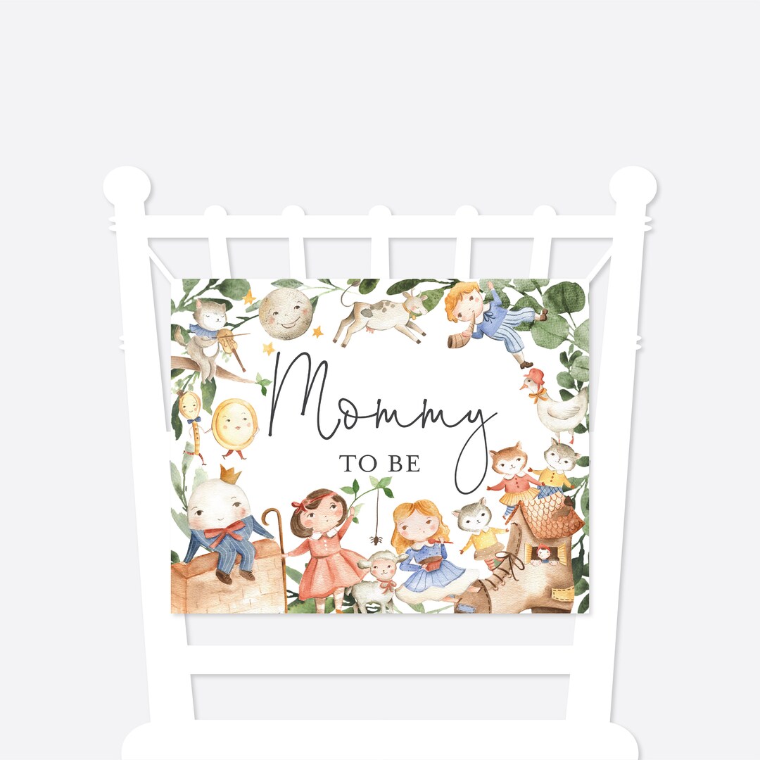 Nursery Rhyme Baby Shower Mommy and Daddy to Be Chair Sign, Nursery ...
