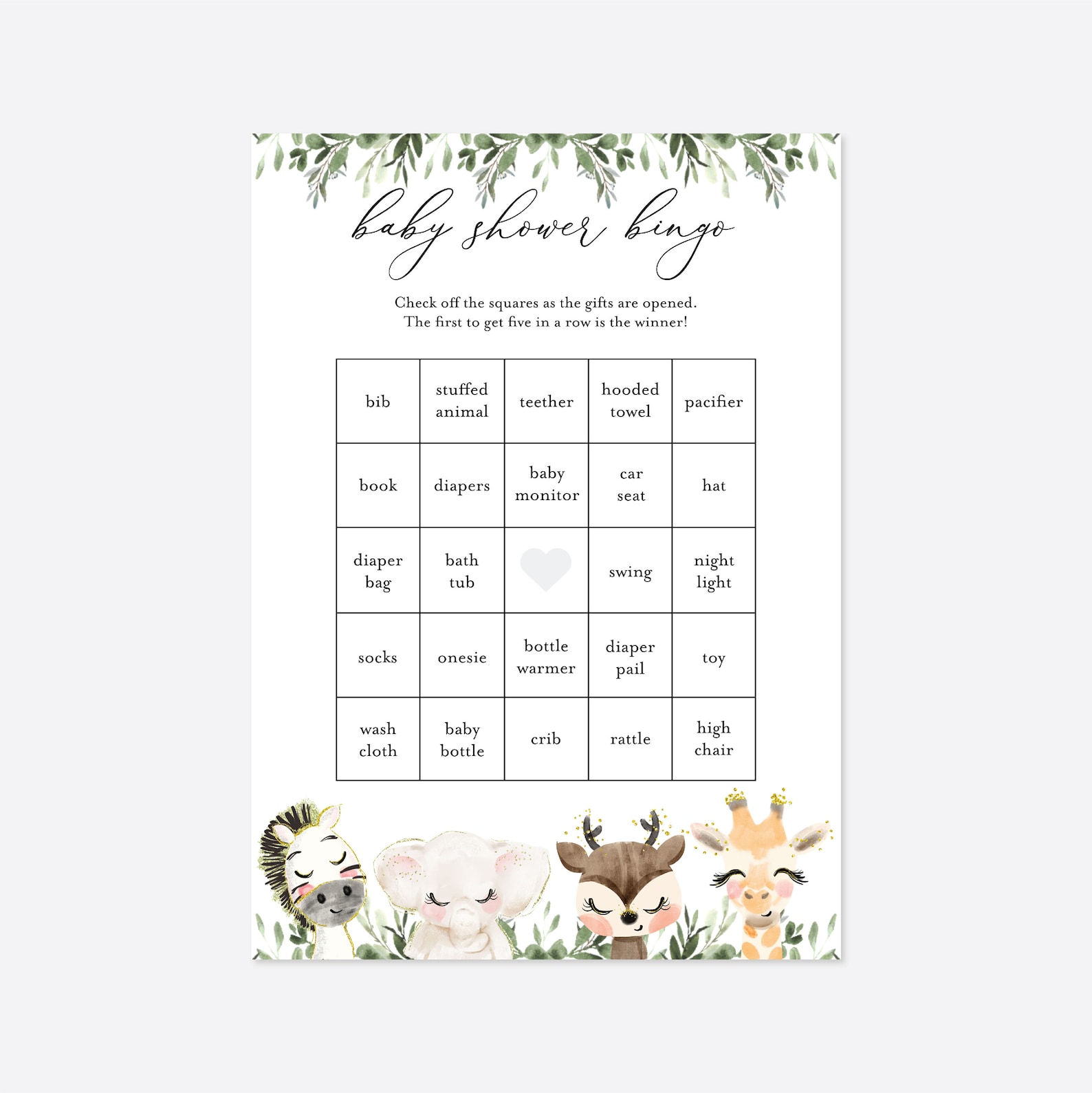Safari Baby Shower Bingo Game Safari Bingo Game Jungle Bingo | Etsy