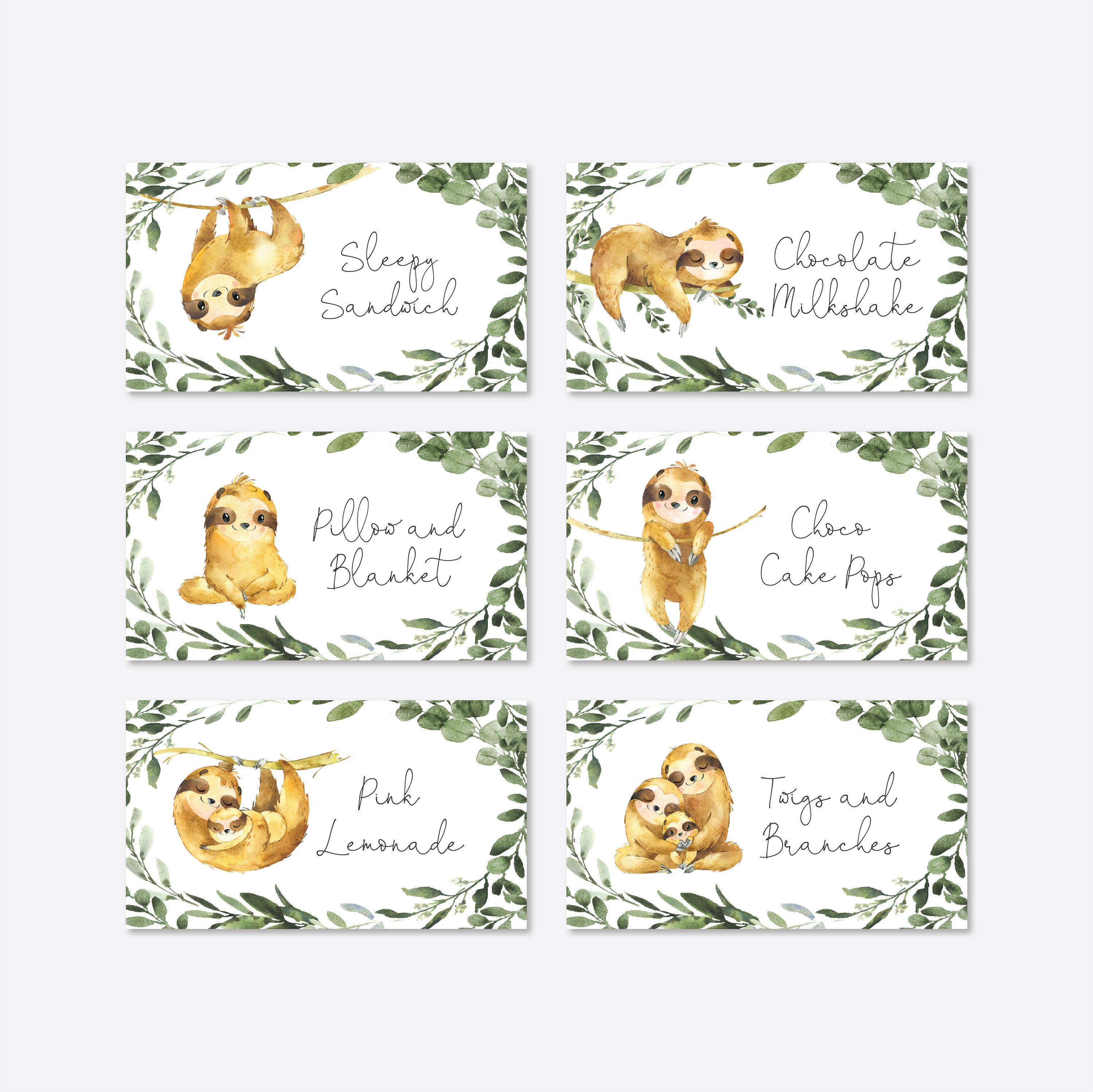 Sloth Birthday Food Labels Sloth Birthday Tent Cards Sloth - Etsy