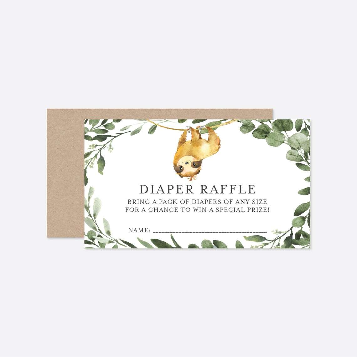 Sloth Baby Shower Diaper Raffle Sloth Baby Shower Insert - Etsy