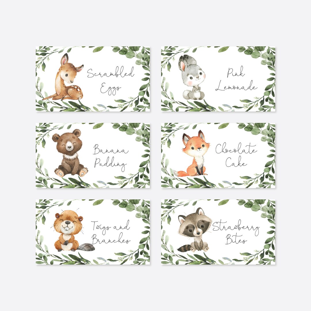 Woodland Baby Shower Food Labels, Woodland Food Labels, Woodland ...