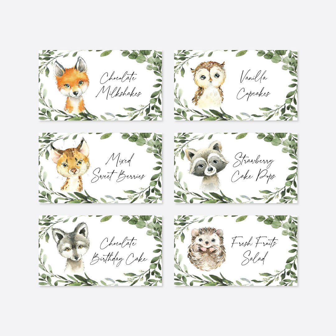 Woodland Baby Shower Food Labels, Woodland Food Labels, Woodland ...