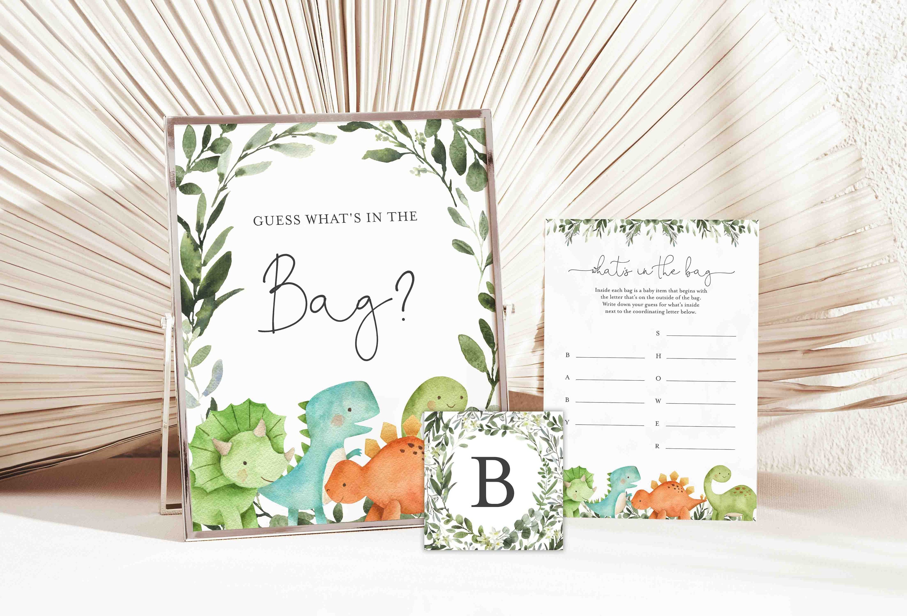 Dinosaur Baby Shower Guess What's in the Bag Game, Dinosaur What's in ...