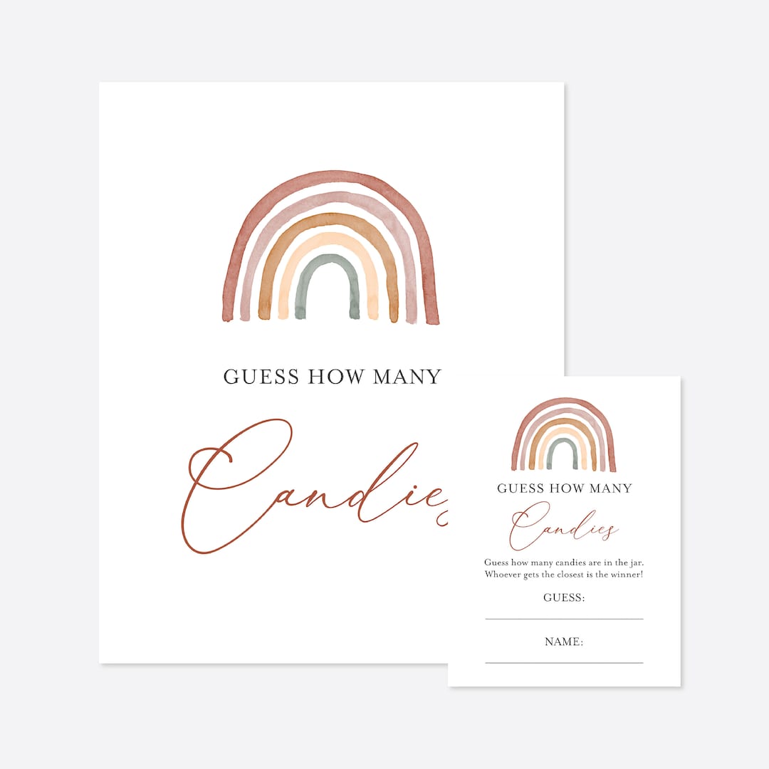 Rainbow Baby Shower Candy Guessing Game, Rainbow Candy Guessing Game ...