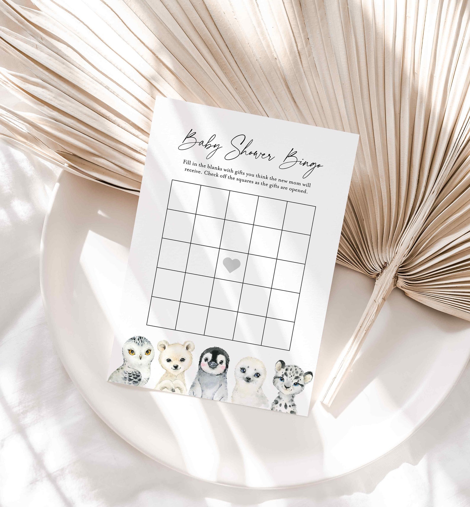 Winter Baby Shower Bingo Game, Winter Animals Bingo Game, Arctic Bingo ...