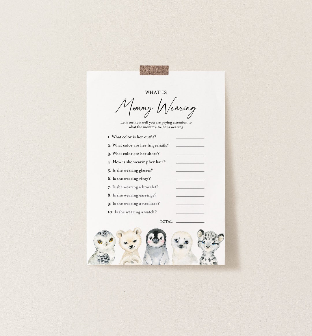 Winter Baby Shower What is Mommy Wearing Game, Winter What is Mommy ...