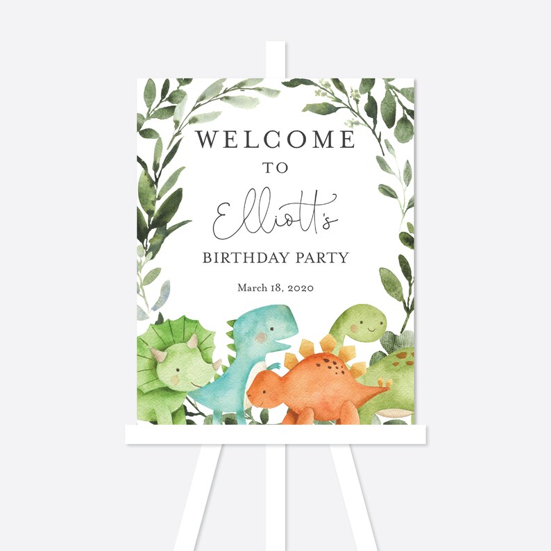 Dinosaur Birthday Welcome Sign Dinosaur Welcome Sign - Etsy