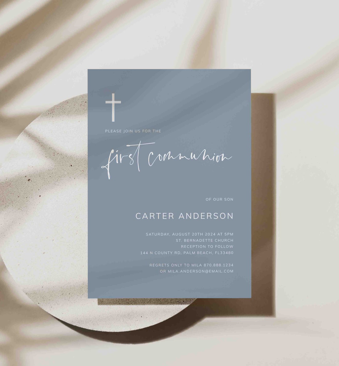 Modern First Communion Invitation, Minimal First Communion Invitation ...