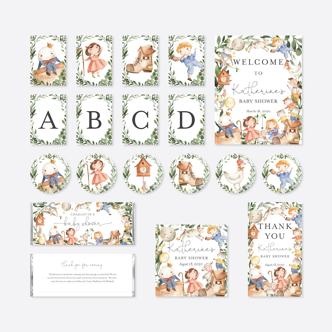 Nursery Rhymes Baby Shower Decoration Bundle, Nursery Rhymes Baby ...