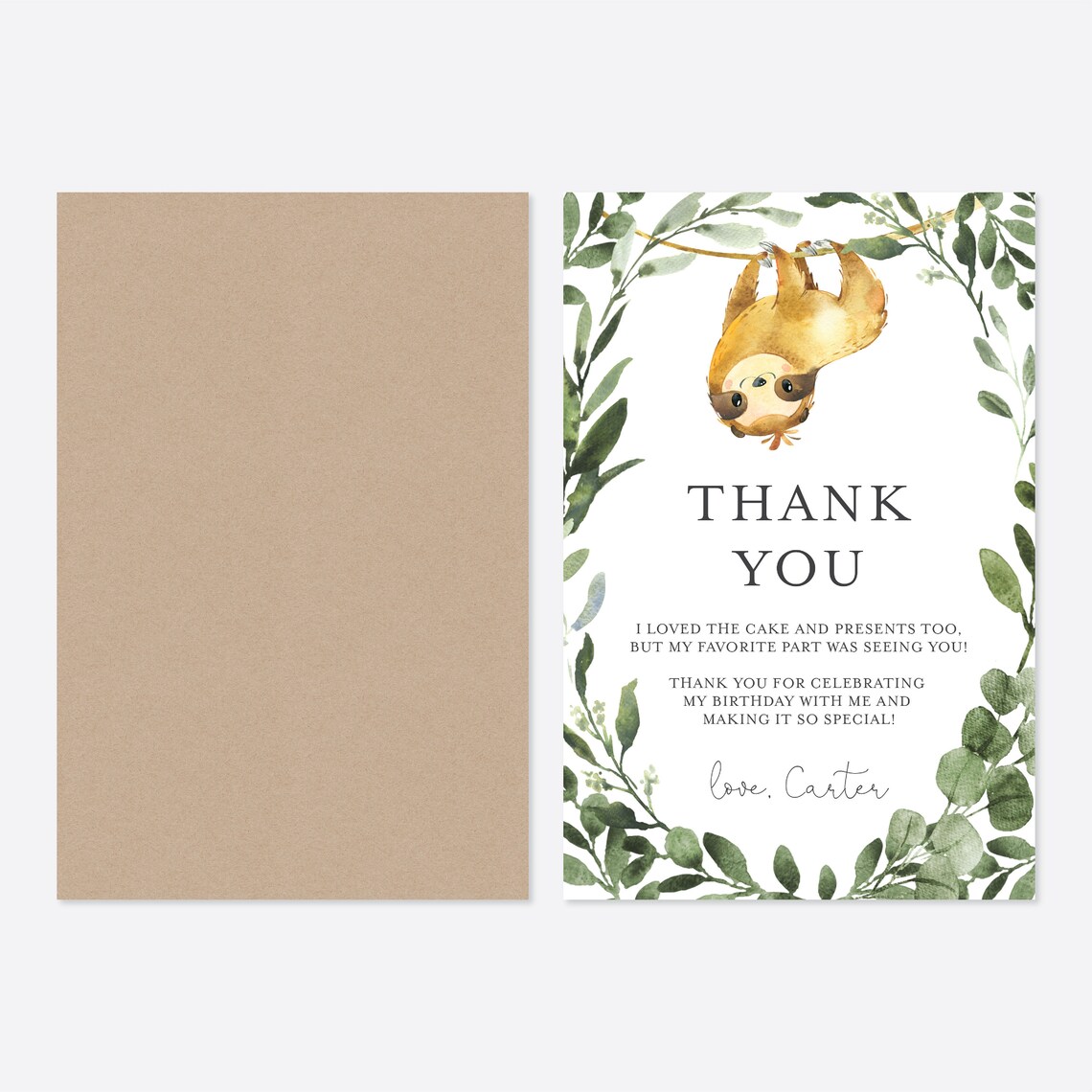 Sloth Birthday Thank You Note Sloth Thank You Note Sloth | Etsy