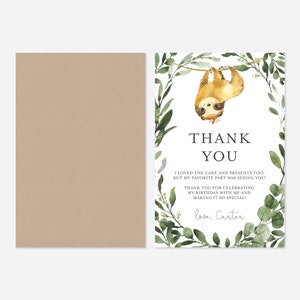 Sloth Birthday Thank You Note Sloth Thank You Note Sloth - Etsy