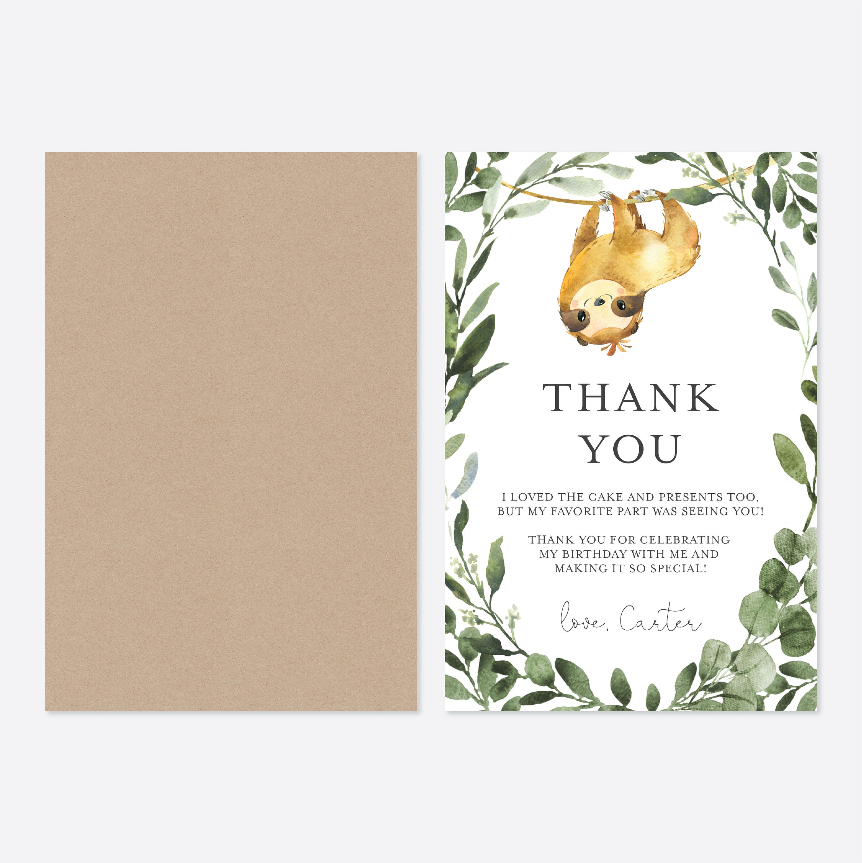Sloth Birthday Thank You Note Sloth Thank You Note Sloth | Etsy