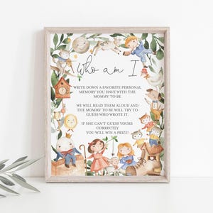 Nursery Rhyme Baby Shower Who Am I Game, Nursery Rhyme Who Am I Game ...