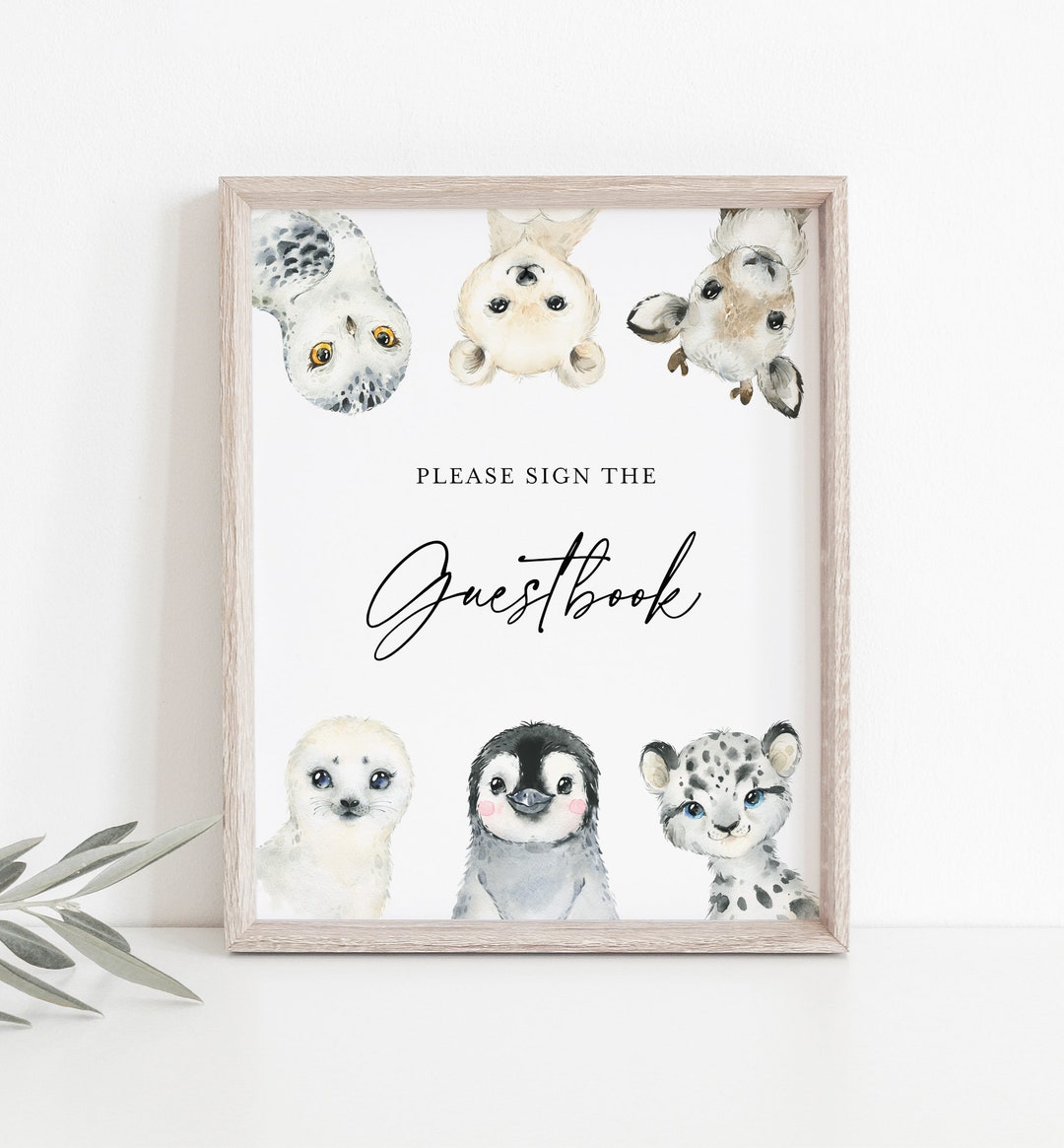 Winter Baby Shower Guest Book Sign, Winter Guest Book Sign, Arctic ...