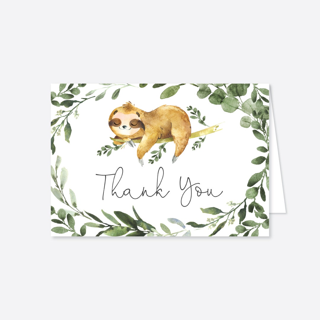 Sloth Baby Shower Thank You Card Sloth Thank You Card Sloth - Etsy